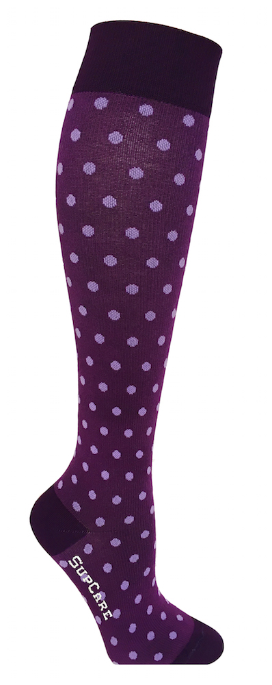 Compression stockings bamboo, purple with dots