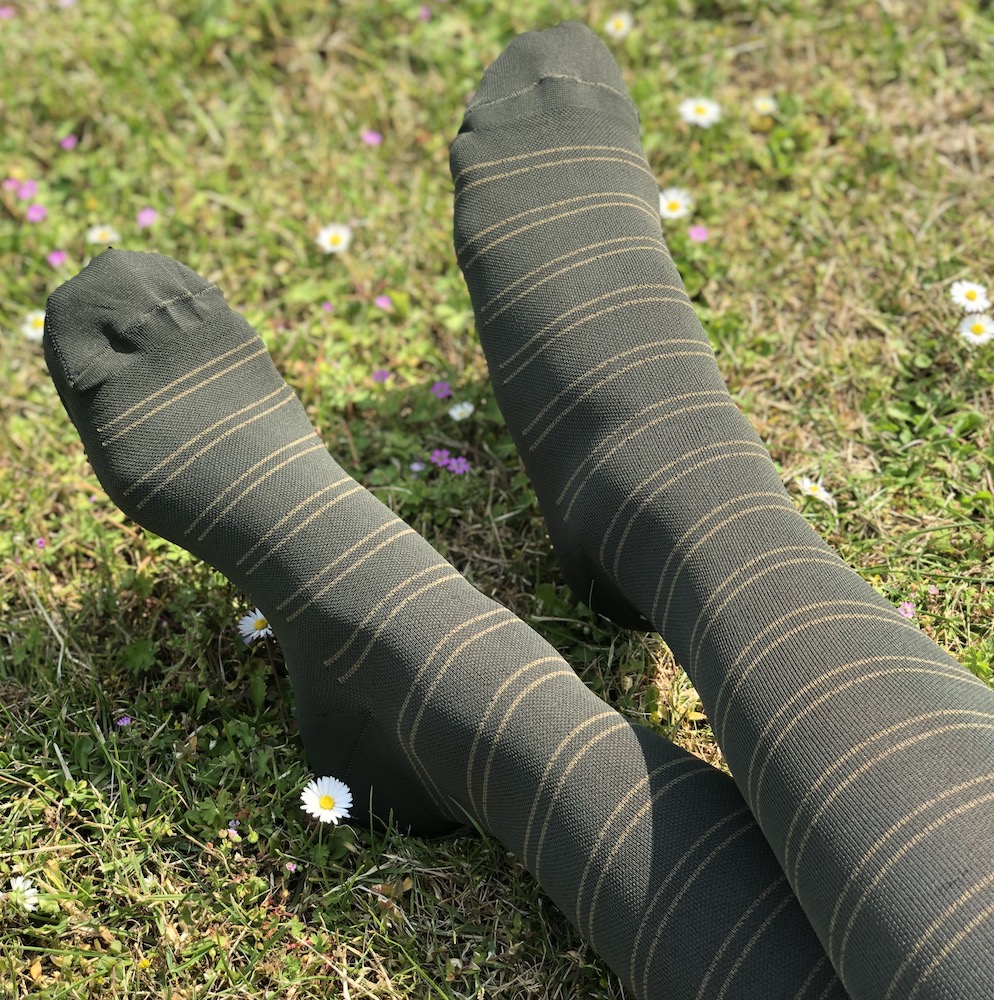 Medical Compression Stockings Class 2, Green with Stripes